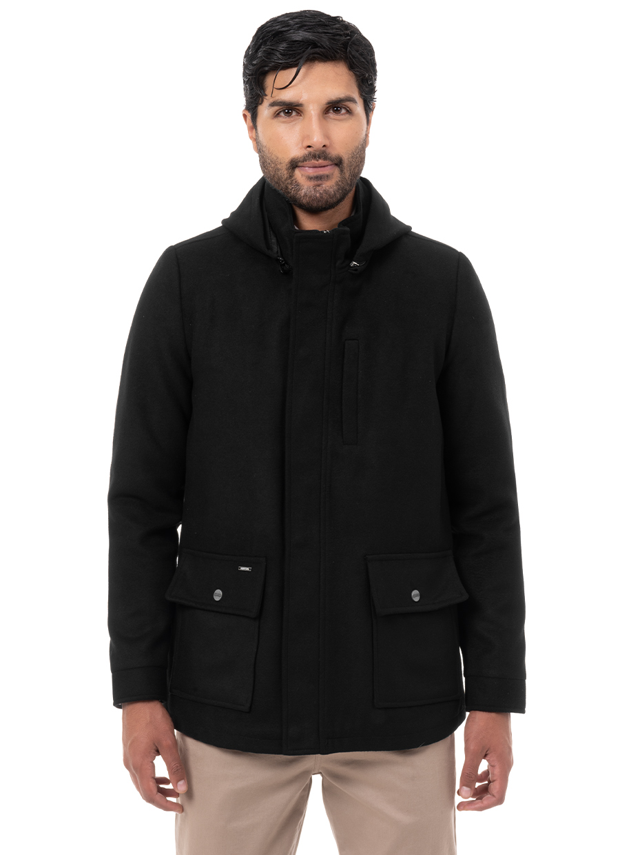 Abrigo Paño C/Cap C/F Kapzol Negro | Norton