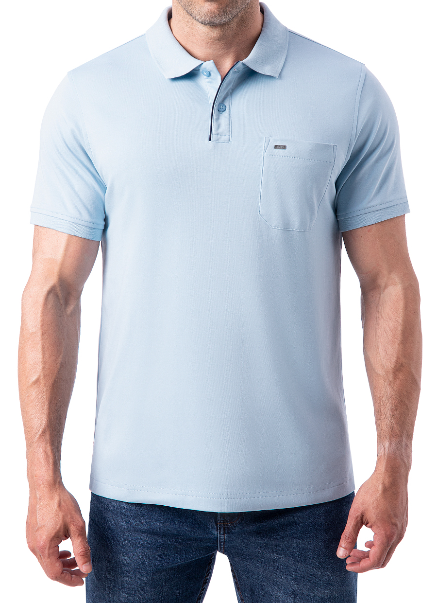 Polo Box Gamuza Pima Organico M/C Regular Fit Kenix Celeste | Norton