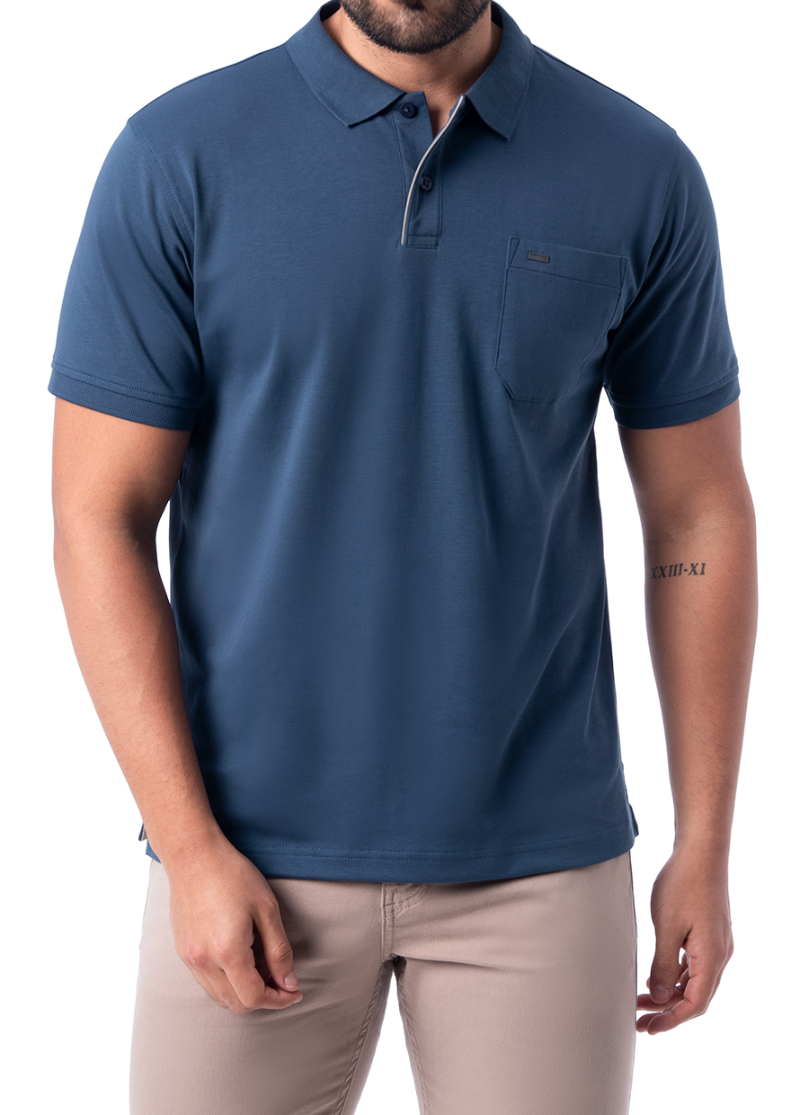 Polo Box Gamuza Pima Organico M/C Regular Fit Kenix Shark Blue | Norton