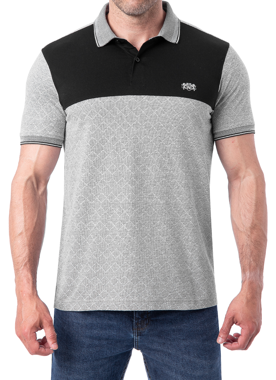 Polo Box Jacquard Geno M/C Regular Fit Ozhark Negro Melange | Norton