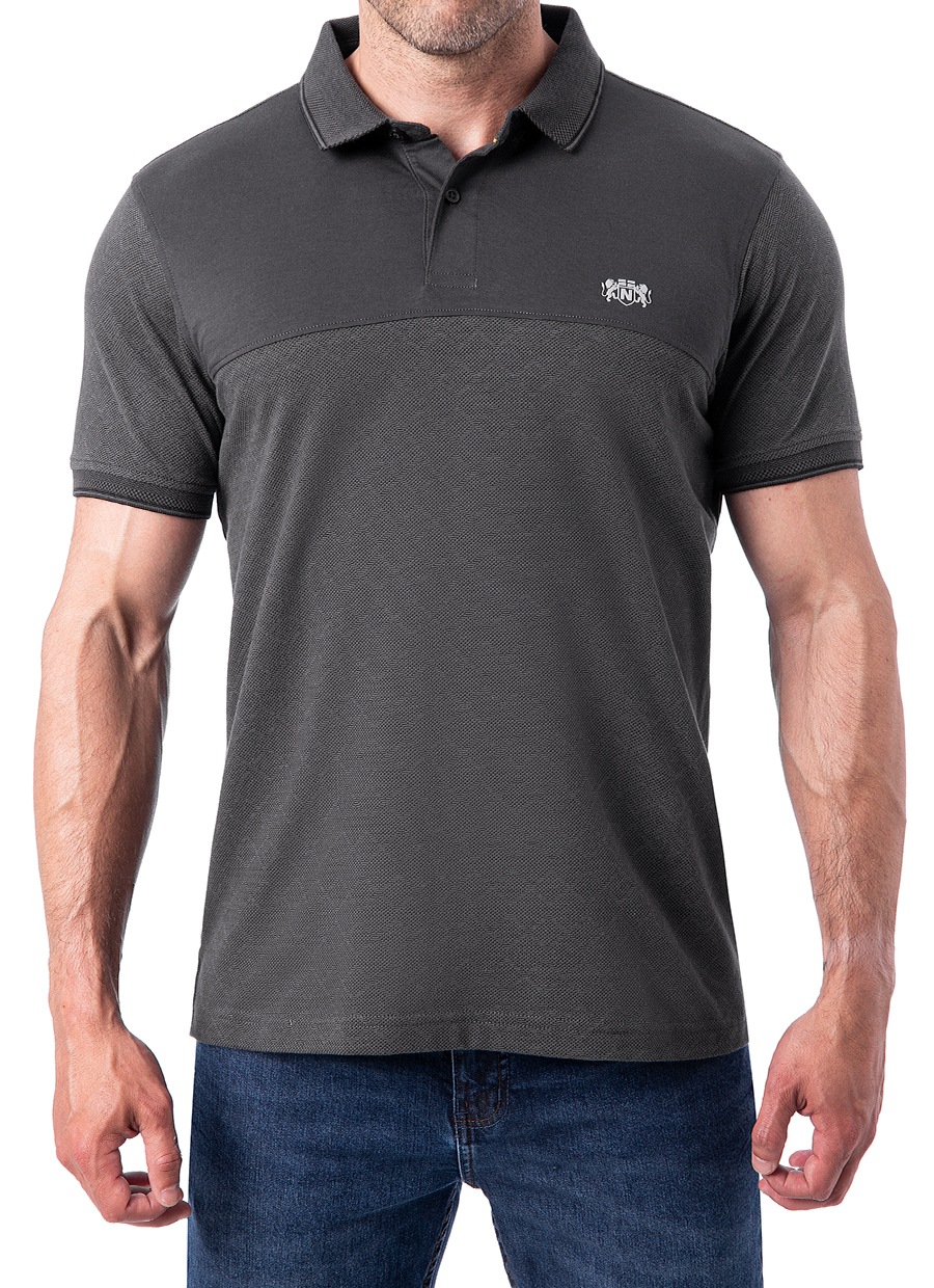 Polo Box Jacquard Geno M/C Regular Fit Ozhark Charcoal | Norton